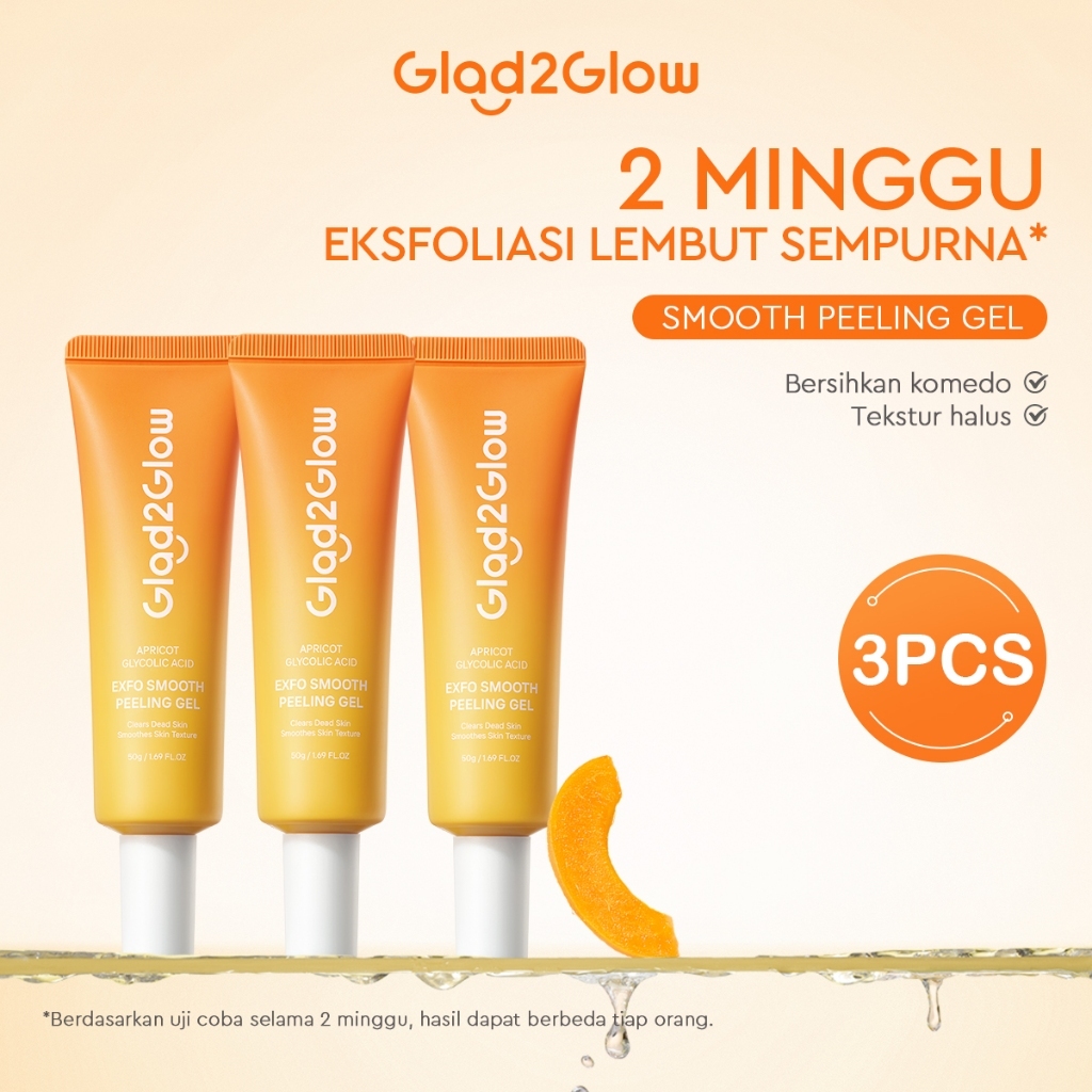 Jual [100%ORI]Glad2Glow peeling gel | Apricot Glycolic Acid Exfo Smooth ...