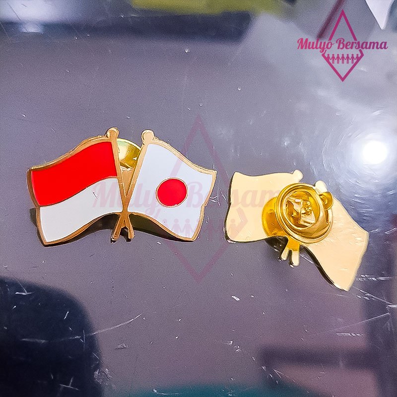 Jual Pin Bendera Negara Jepang Indonesia Pin Cross Flag Indonesia ...