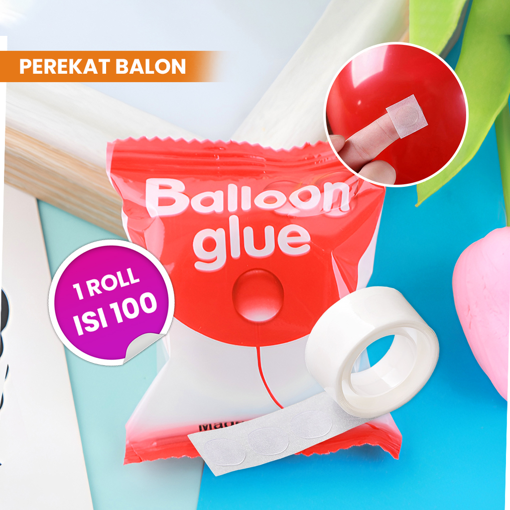 Jual EC Lem Balon 1 Roll Isi 100 Dot Double Tape Dekorasi Ulang Tahun ...
