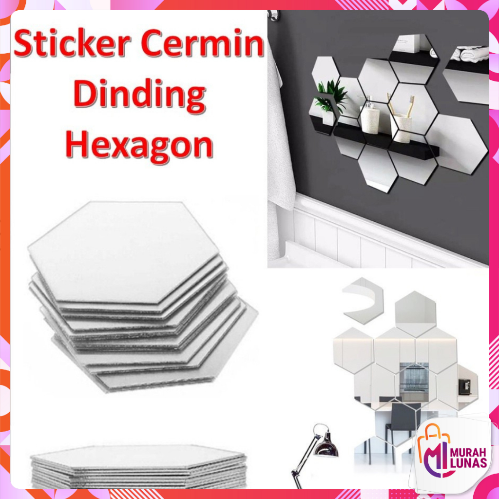 Jual MUNAS Stiker Cermin Dinding Anti Pecah Segi Enam Tempel Sticker ...