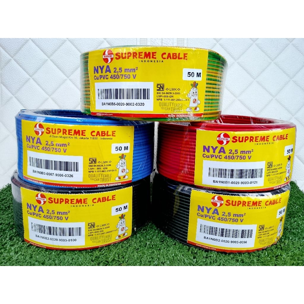 Jual Kabel Listrik NYA 1x2,5 mm Supreme Tunggal roll(50m) | Shopee ...