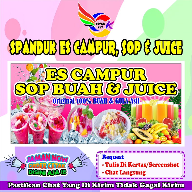 Jual Spanduk Banner Es Buah Segar Ukuran 160 x60 / banner aneka minuman ...
