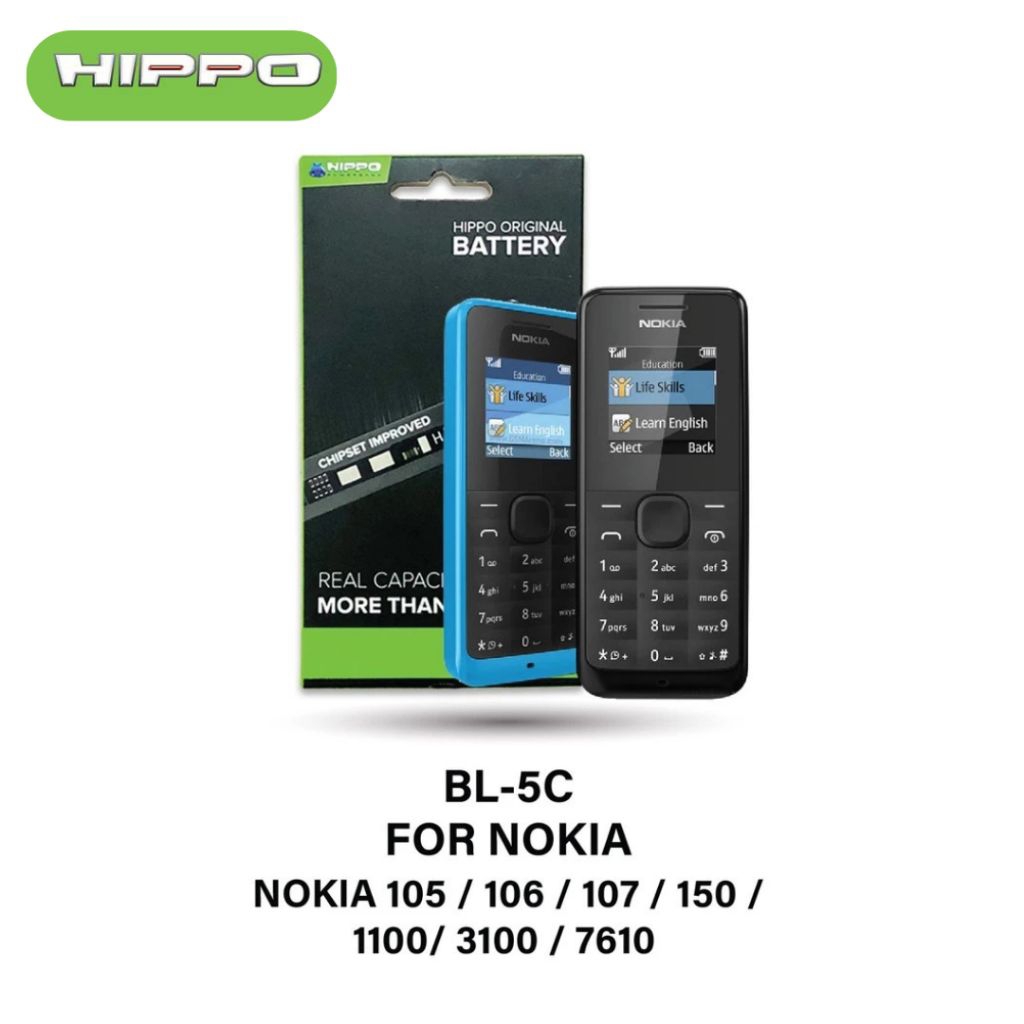 Jual Hippo Baterai NOKIA BL-5C Double Power 820mAh Battery Batere ...