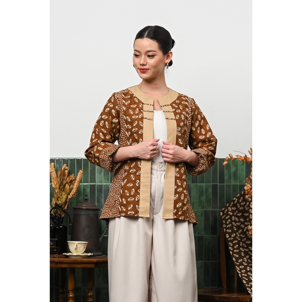 Jual NONA RARA - Tricia Kopi Dobi Cap Cirebon T4646, Baju kerja batik ...