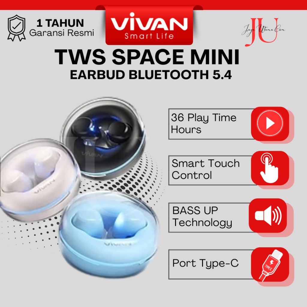 Jual Earphone Vivan Space Mini Bluetooth 5.4 TWS Original | Shopee ...