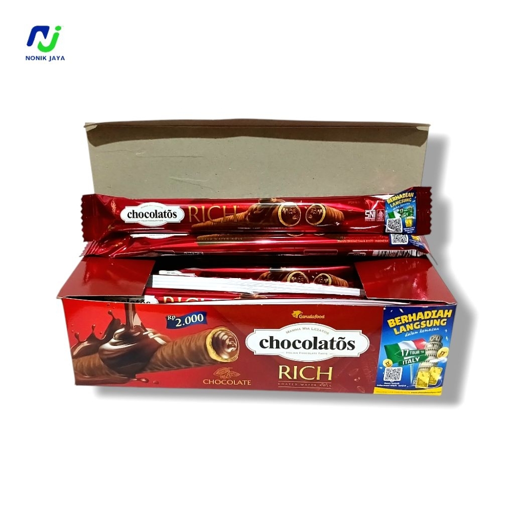 Jual Chocolatos Rich Chocolate Wafer Roll Box Isi 12 Pcs(COATED WAFER ...