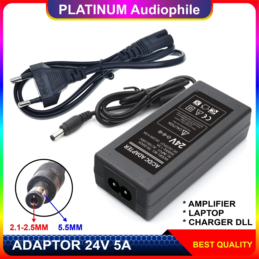 Jual ADAPTOR 24V 5A AC DC Adapter Power Supply Lampu Led Strip Media ...