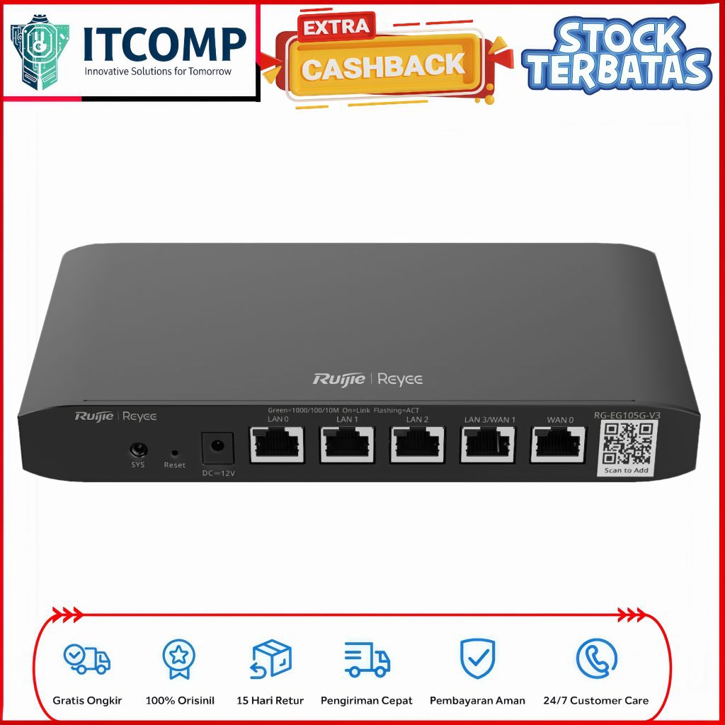 Jual Ruijie RG-EG105G-V3 Wi-Fi 5 5 Port Gigabit Multi WAN Cloud Managed Switch Router | Shopee ...