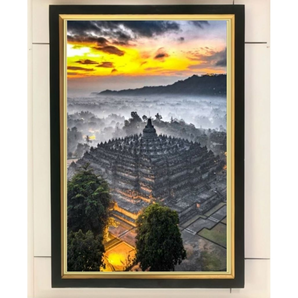 Jual hiasan dinding lukisan cetak candi Borobudur & Prambanan plus ...