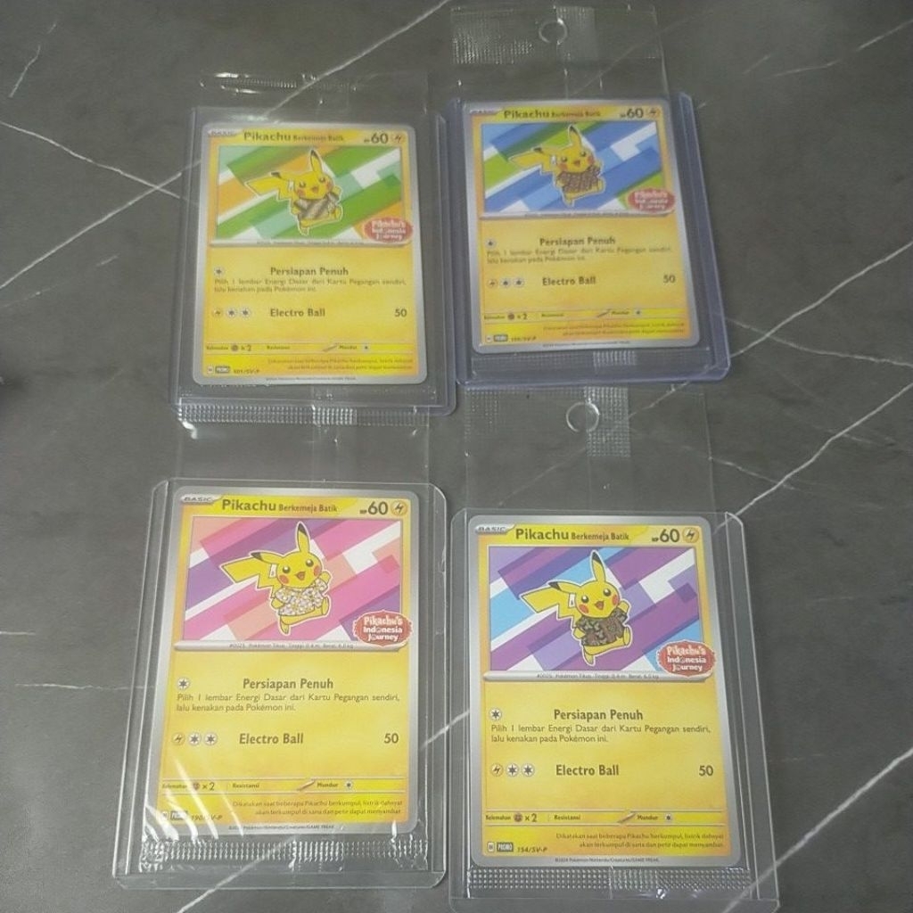 Jual 1 set Kartu / Card Pokemon Pikachu Batik Blue / Pink / Green ...