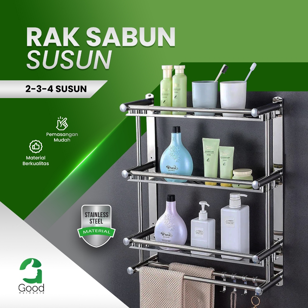Jual Rak Kamar Mandi Stainless Rak Sabun Shampoo Rak Dinding Kamar ...