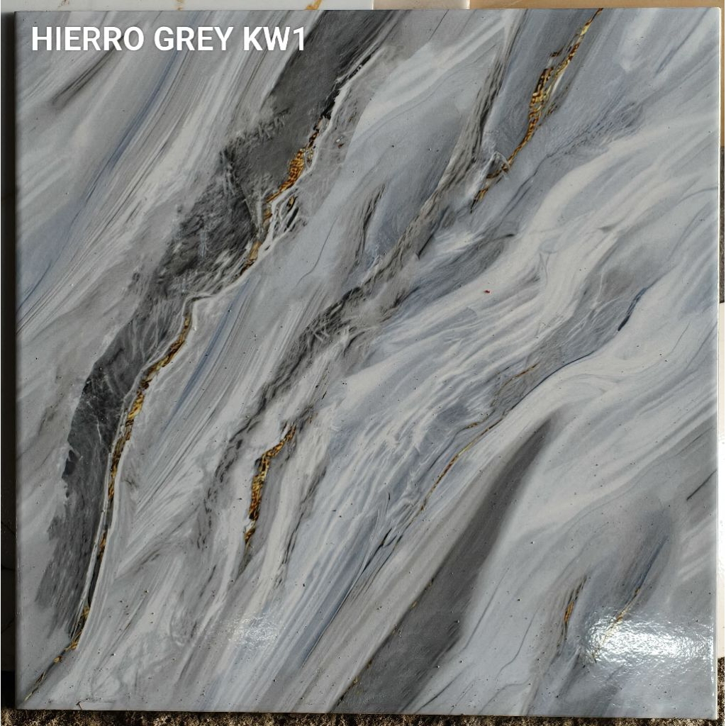 Jual Keramik Lantai 50x50 Arwana Hierro Grey Mengkilap | Shopee Indonesia