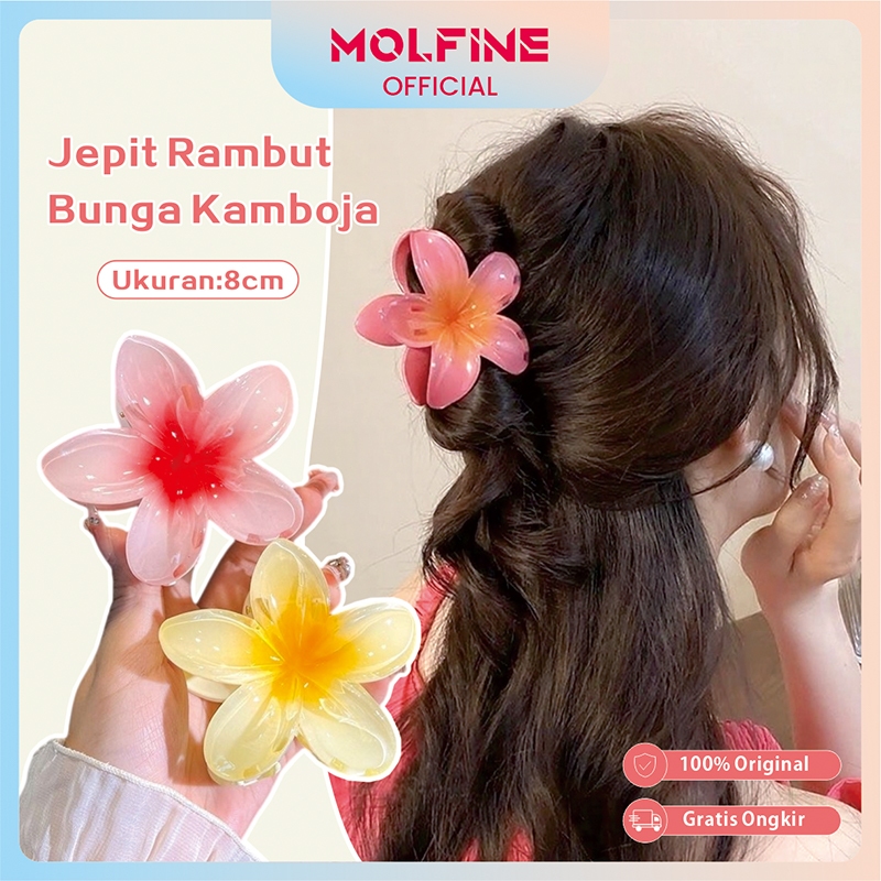 Jual MOLFINE Jepit Rambut Wanita Bunga Kamboja 8 CM Jepit Rambut ...