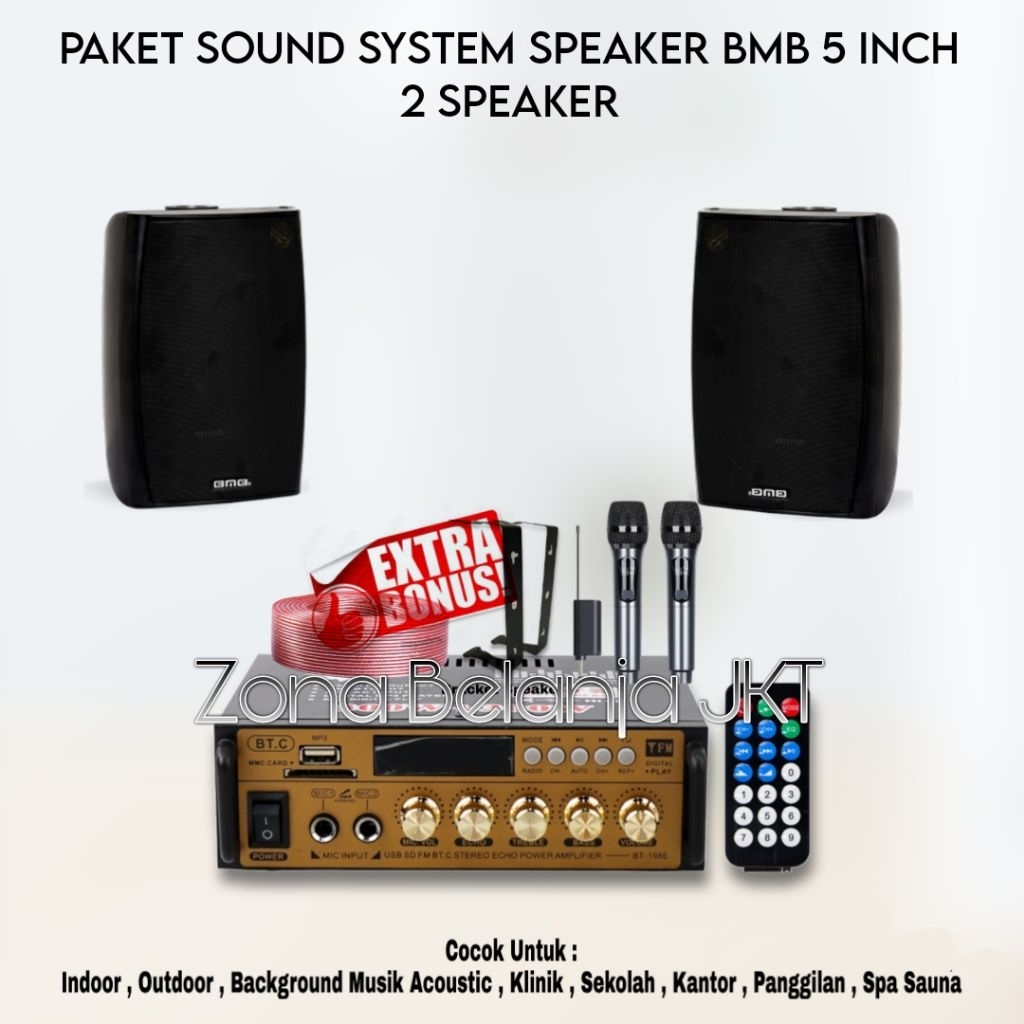 Jual PAKET SOUND SYSTEM CAFE RESTO KARAOKE SPEAKER BMB 5 INCH 2 SPEAKER ...