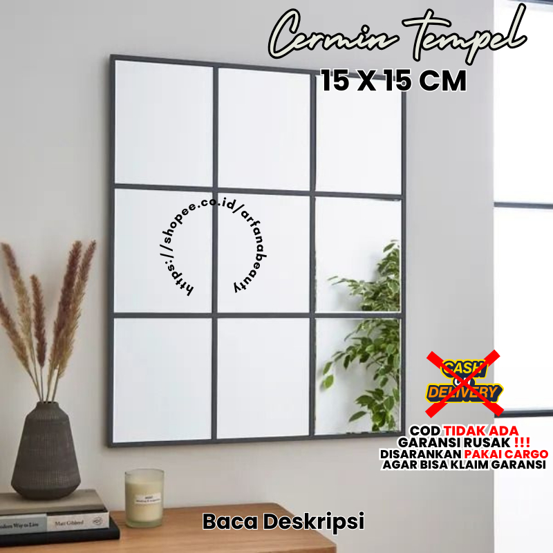 Jual Cermin Aesthetic Tempel Dinding Kotak 15X15 Kaca Asli Cermin ...