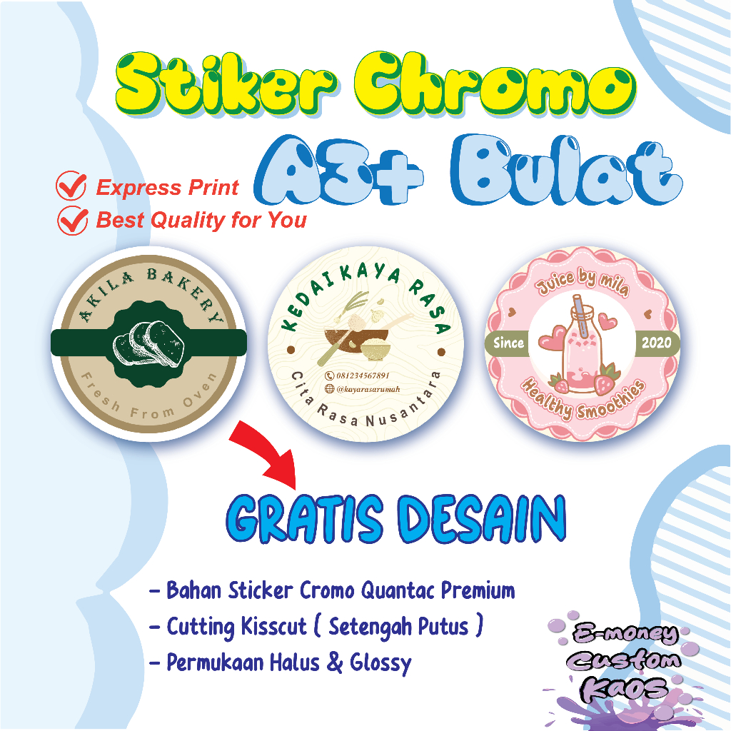 Jual Stiker Cromo A3+ Bulat Cetak Label Makanan Jualan Olshop Free ...