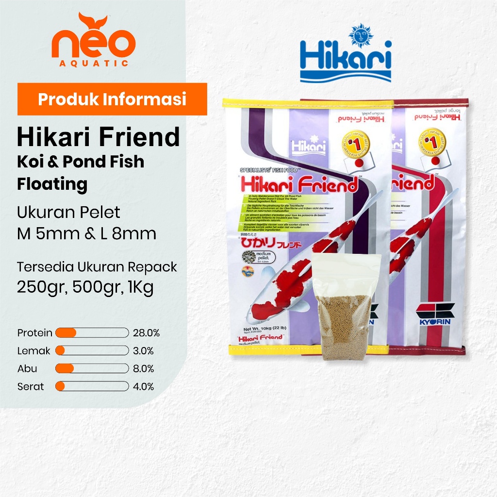 Jual REPACK HIKARI FRIEND Pakan Ikan Kolam & Koi Floating - 250gr ...