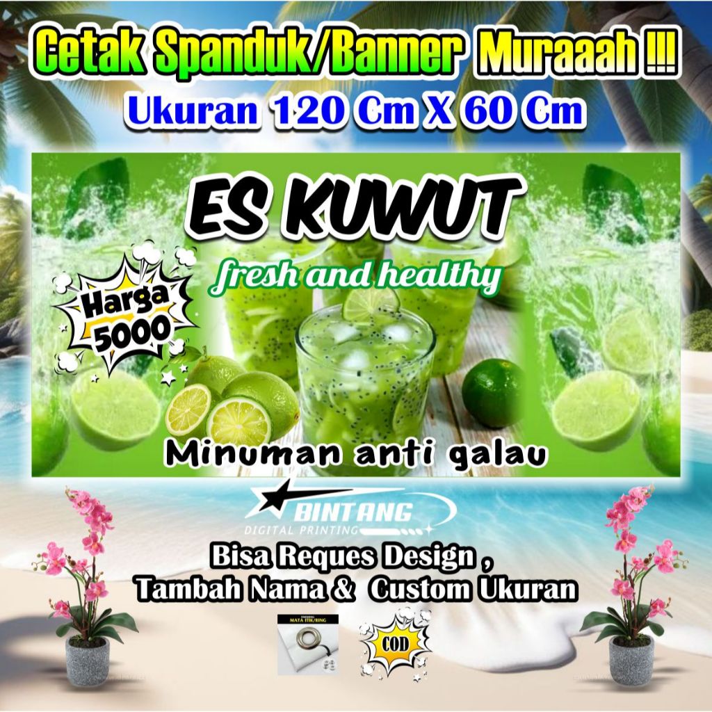 Jual Spanduk Banner Es Kuwut Ukuran 120 cm x 60 cm | Shopee Indonesia