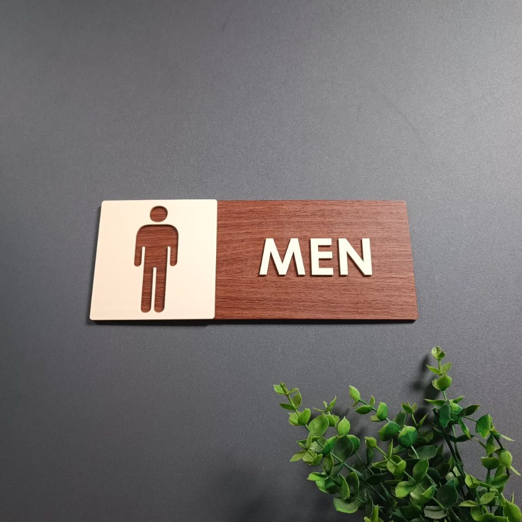 Jual Papan Tanda Toilet MEN Akrilik Timbul Motif Kayu Plang Arah ...