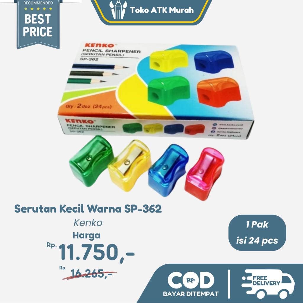 Jual Rautan Pensil Kecil KENKO SP-362 1 Pak Isi 24 Buah Serutan ...