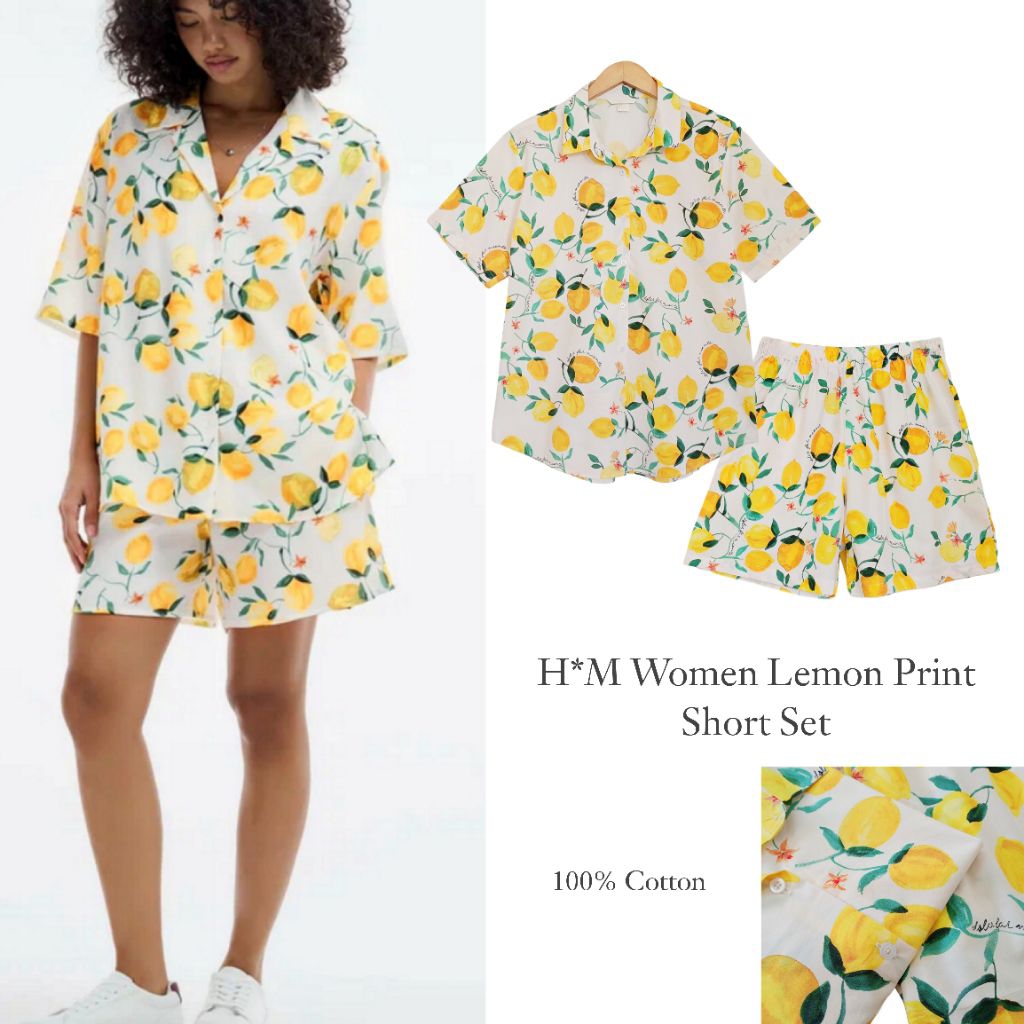 Jual NEW ARRIVAL!!H*M Women Lemon Print Short Set / One set wanita ...