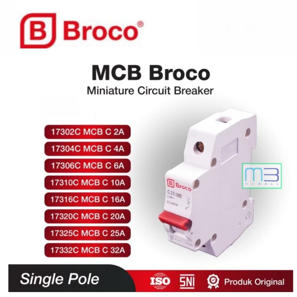 Jual Broco MCB 1P C 4A 6A 10A 16A 20A 25A 32A 40A SNI | Shopee Indonesia