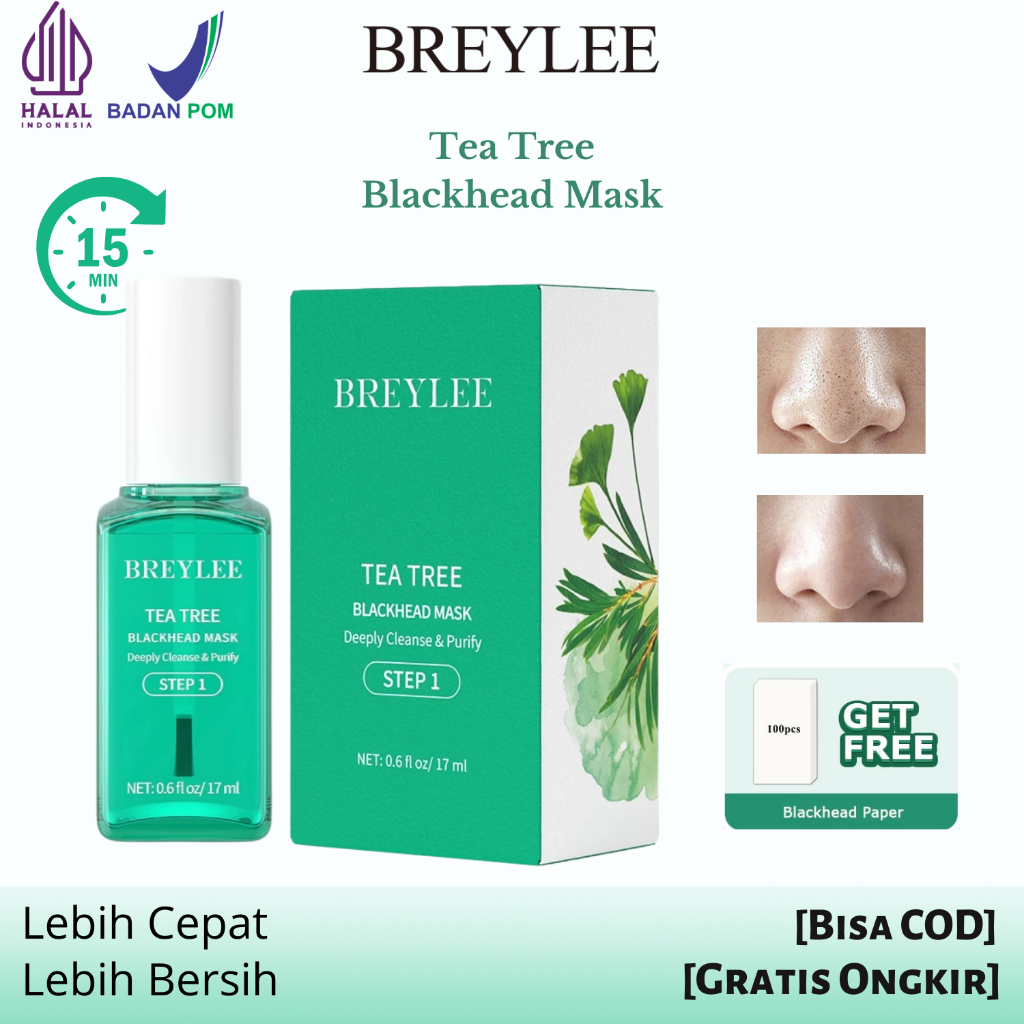 Jual Breylee Tea Tree Blackhead Remover mask Masker Komedo Wajah ...