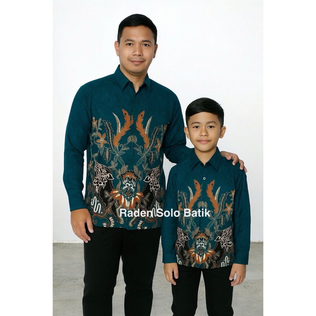 Jual Batik emerald green Katun dooby,batik Couple ayah dan anak lapisan ...