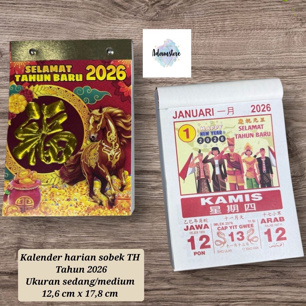 Jual Kalender harian TH ukuran medium tahun 2026 tanggalan harian TH ...