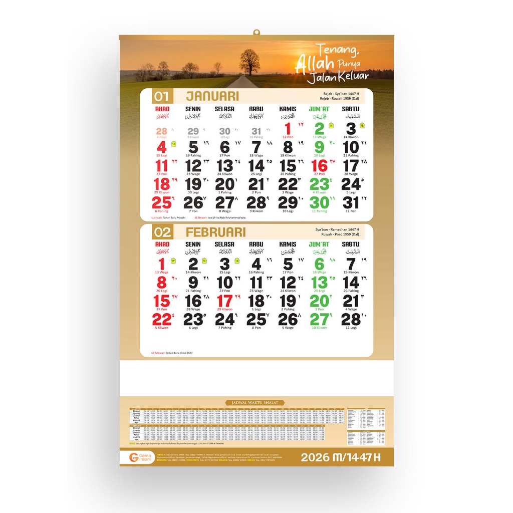 Jual Kalender Regional Masehi dan Hijriah 2026 | Shopee Indonesia