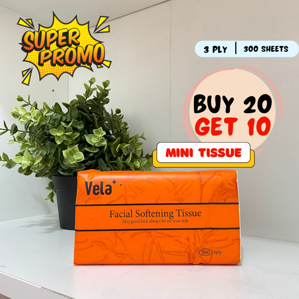 Jual [BELI 20 GRATIS 10] 3 PLY, MINI TISSUE VELA 300 SHEETS Tissue ...