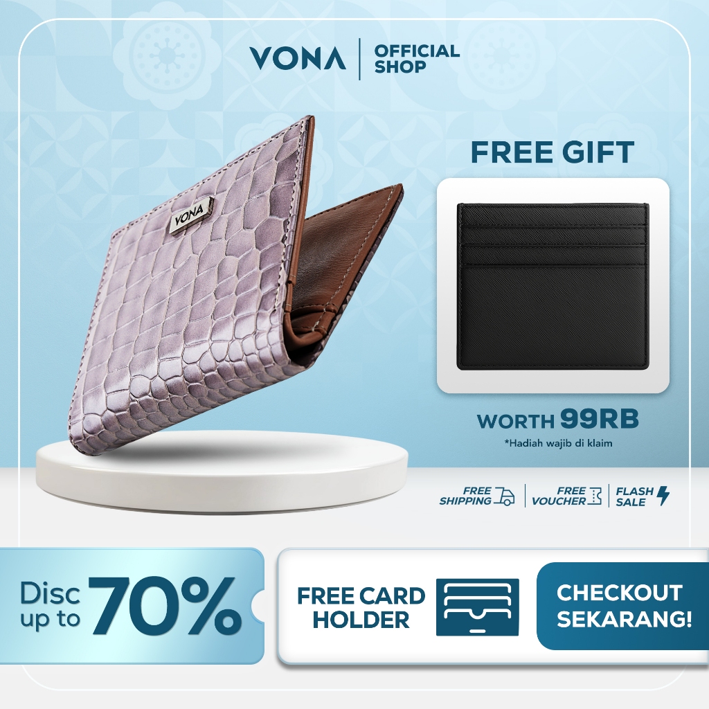 Jual VONA Rialto Wallet - Dompet Wanita Kecil Slim Mini Motif Croco ...