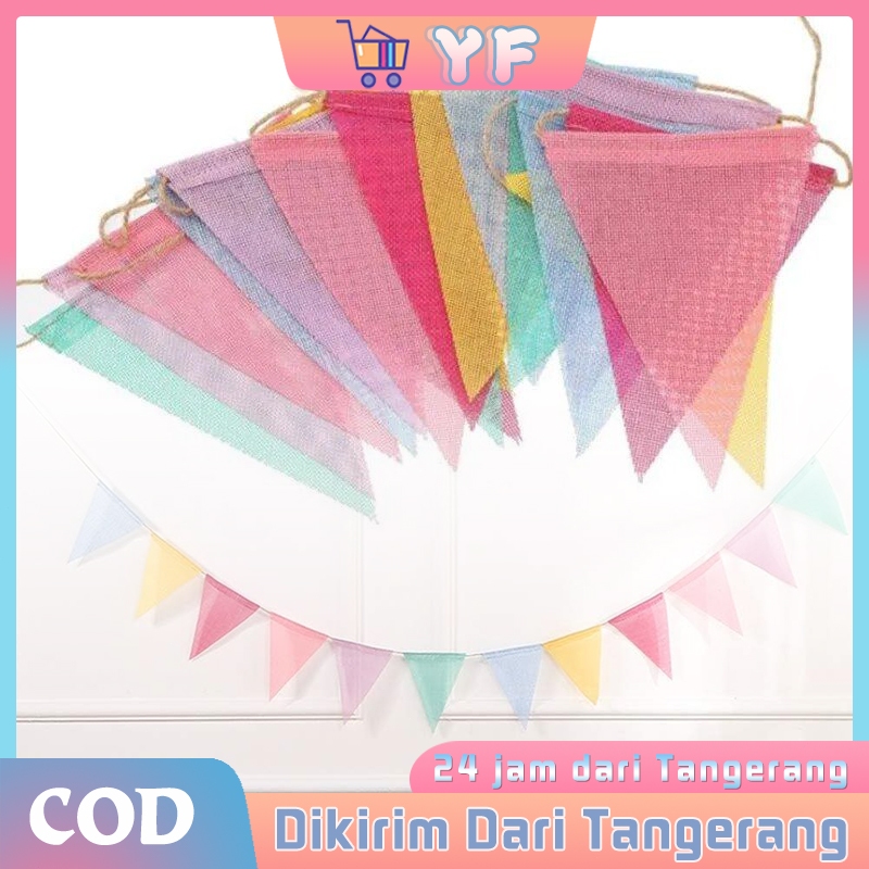 Jual Bendera Kain Segitiga Warna Warni Panjang 4 Meter Bunting Flag ...