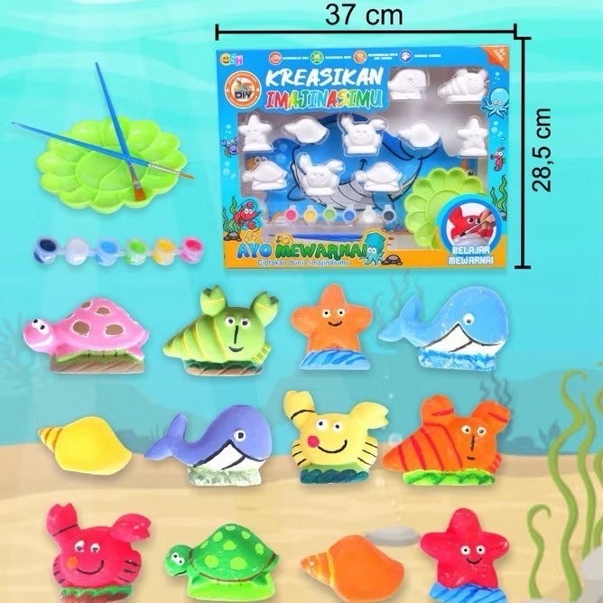 Jual alat set melukis lukis animal clay patung gypsum mainan mewarnai ...
