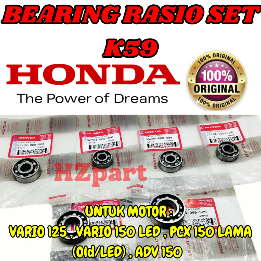 Jual BEARING RASIO SET k59 ASLI ORIGINAL HONDA VARIO 125 VARIO 150 LED ...