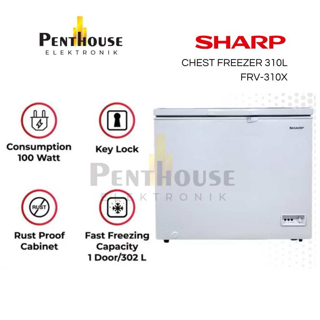 Jual Sharp Chest Freezer 300L FRV-310X / FRV310X / FRV 310 X 300 Liter ...