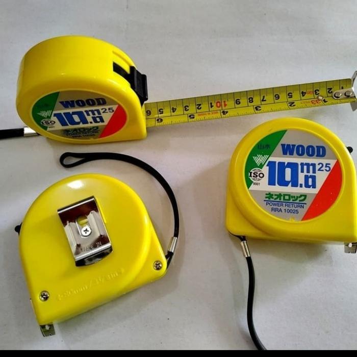 Jual ASLI Meteran Wood Alat ukur Wood Roll Meter 5m x 19mm - Meteran 5 ...