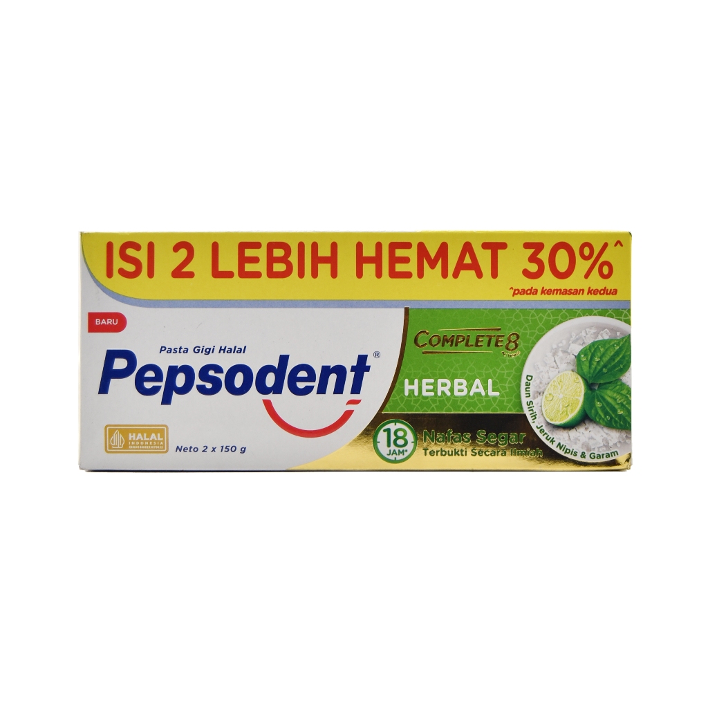 Jual Pasta Gigi PEPSODENT COMPLETE 8 HERBAL Paket Hemat isi 2 @ 150 gr ...