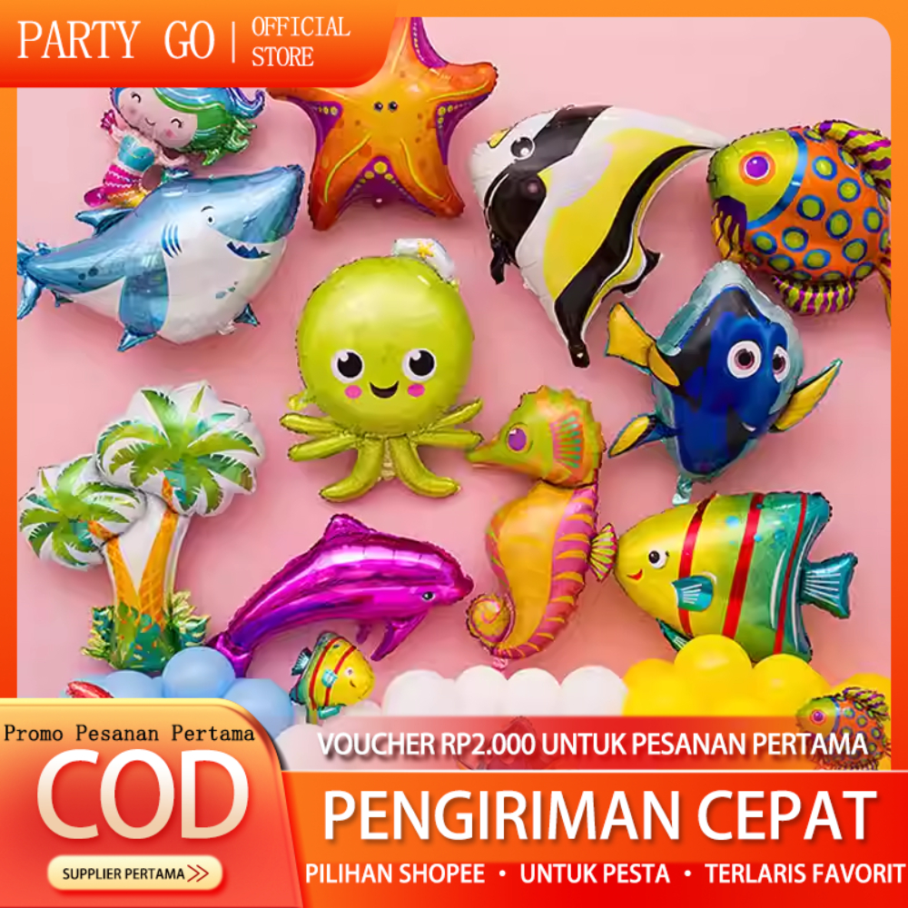 Jual Balon Foil Jumbo Karakter Hewan Laut Balon Tema Binatang Laut ...