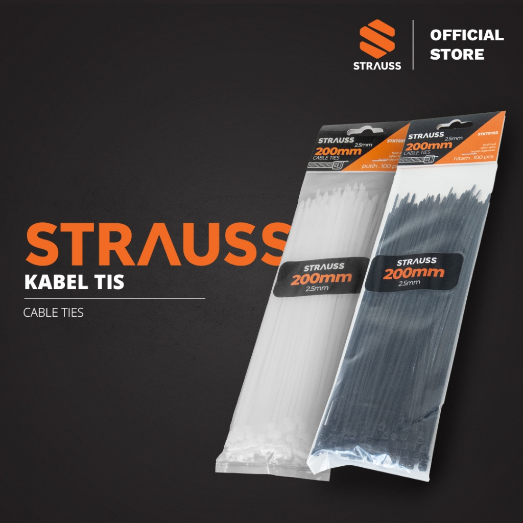Jual STRAUSS Cable Ties Premium – Tali Kabel Ikat Serbaguna Hitam ...