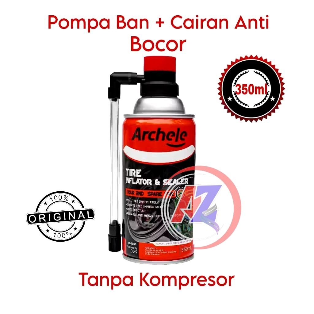 Jual Pompa ban darurat + cairan anti bocor ban tubebless ARCHELE 350 ml ...