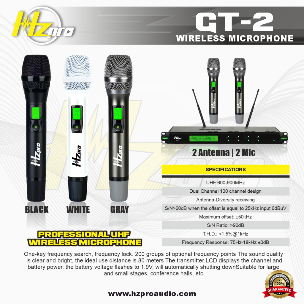 Jual MIC WIRELESS HZ PRO GT-2 ORIGINAL - 2 HANDLE MIC 2 ANTENA | Shopee ...