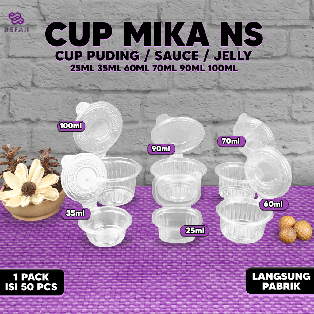 Jual Cup Mika Puding 25ml 35ml 60ml 70ml 90ml 100ml Tutup Sambung / Cup ...