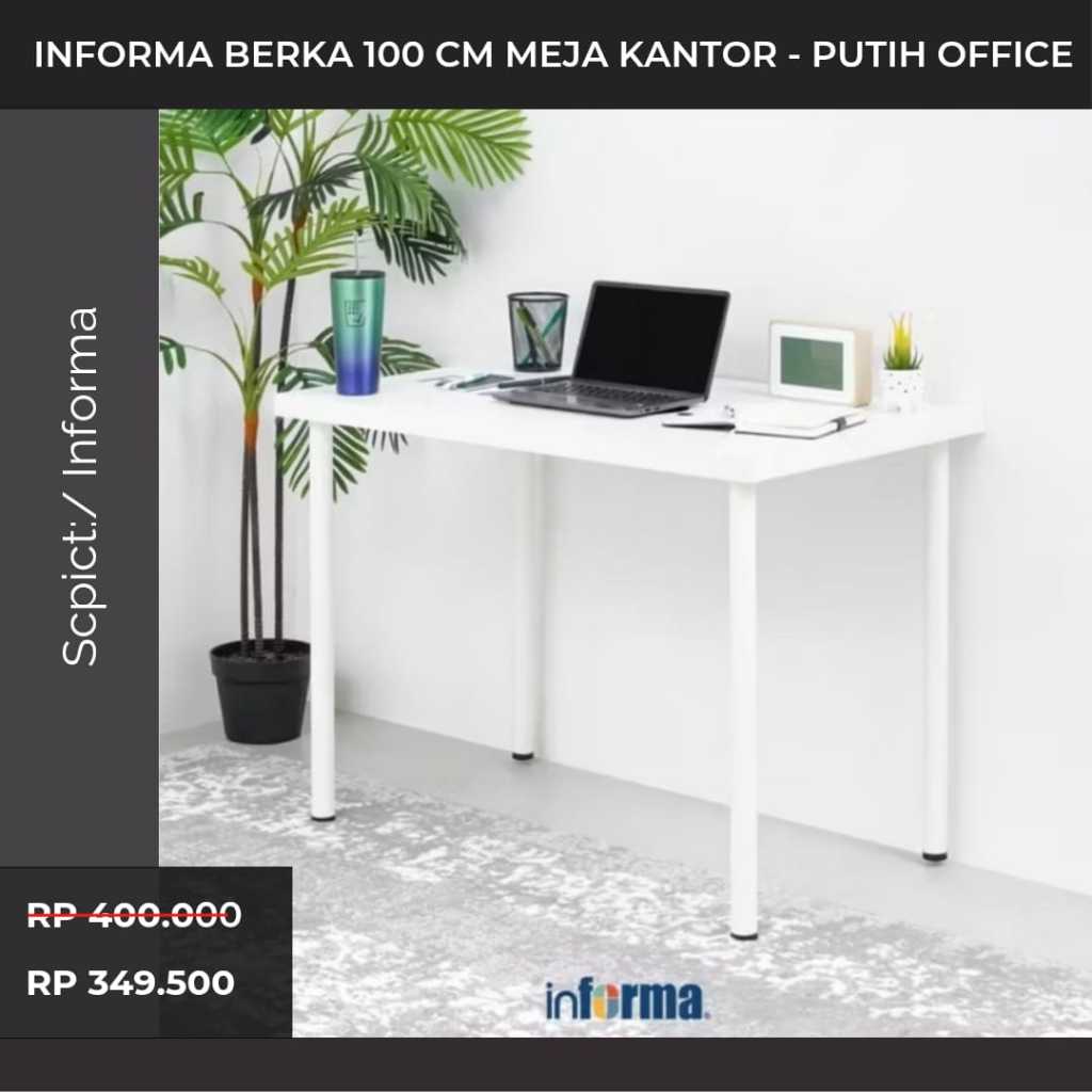Jual Promo Informa Berka 100 cm Meja Kantor - Putih Office Table ...