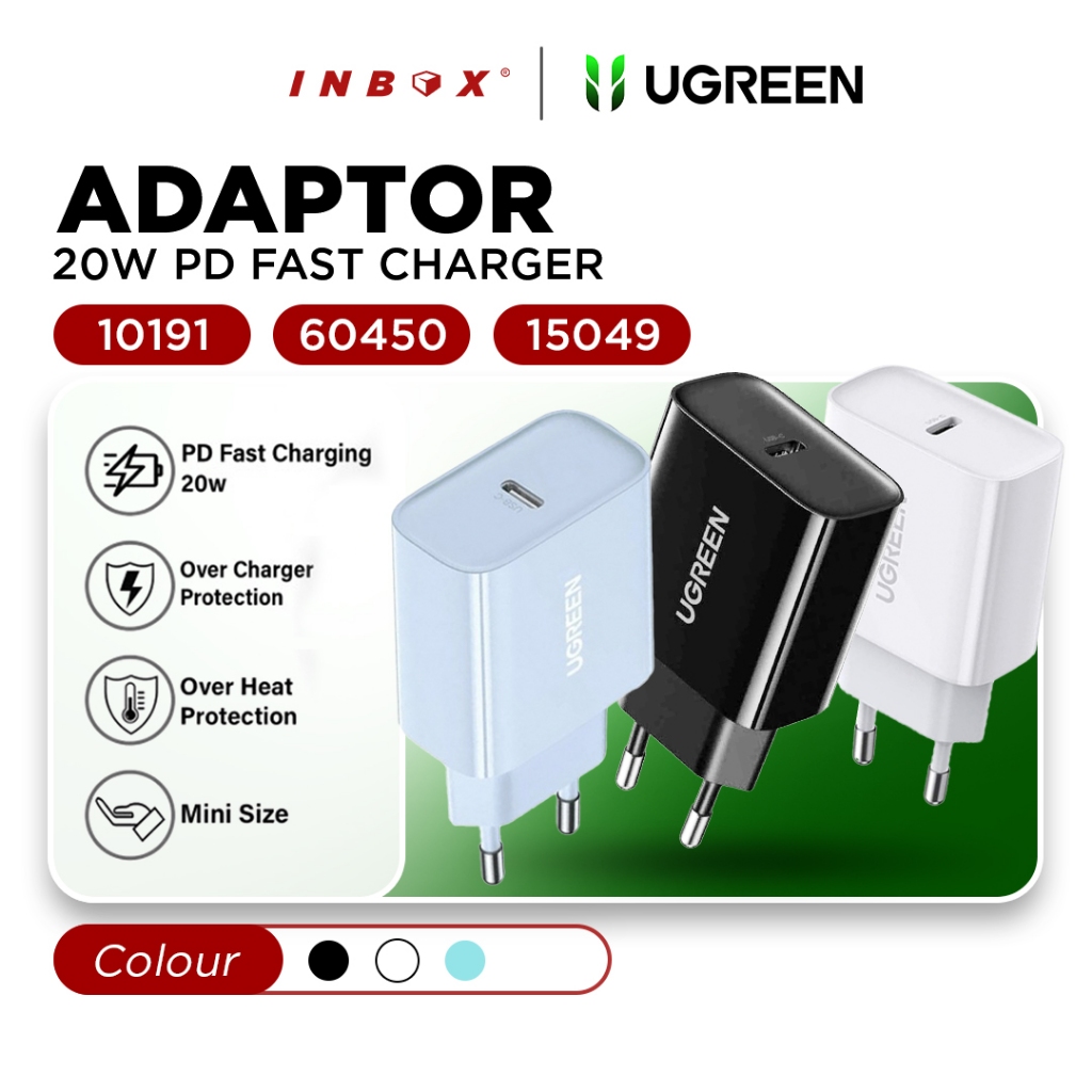 Jual Ugreen Adaptor Charger Iphone PD 20W Fast Charging - 20W HITAM ...
