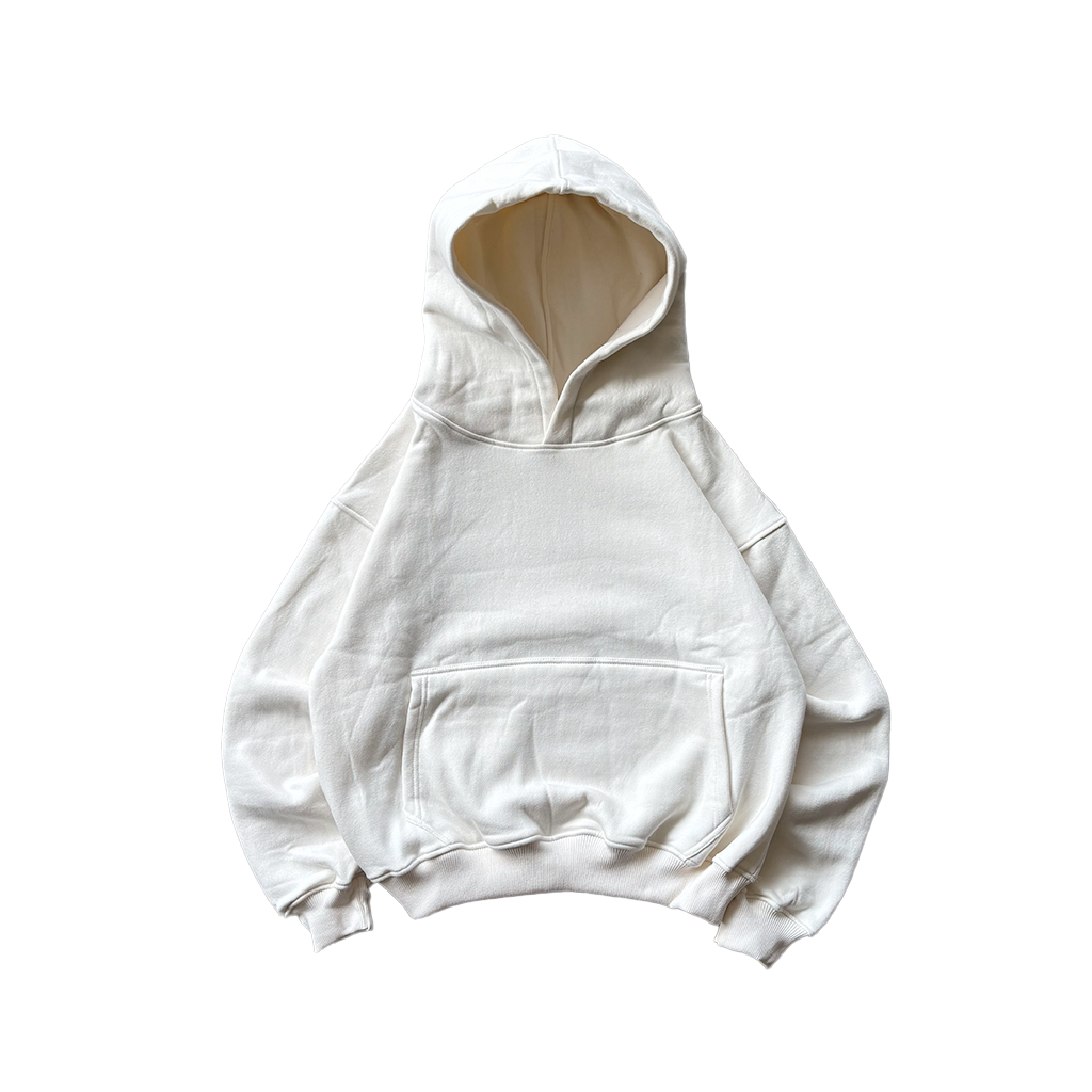Jual HOODIE BOXY 330 GSM BROKEN WHITE - OVERSIZED BASIC POLOS COTTON FLEECE | Shopee Indonesia