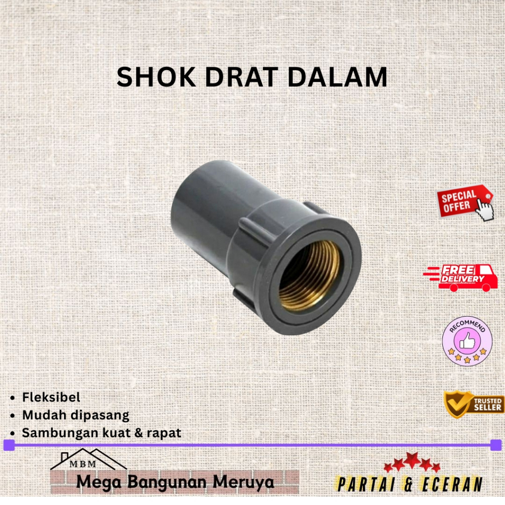 Jual SDD 1/2" iNCH / SOCK DRAT DALAM 1/2 inch PVC | Shopee Indonesia