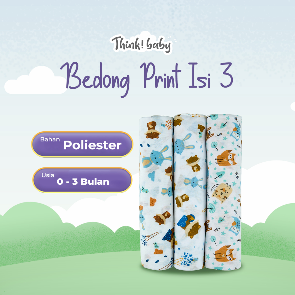 Jual Think! Baby Bedong Bayi Segi Print Isi 3 KAB0008 | Shopee Indonesia