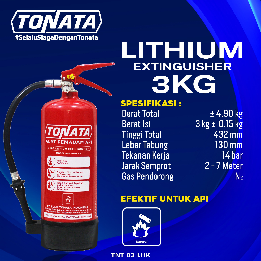 Jual Alat Pemadam Api Tonata / APAR Lithium Extinguisher 3 kg | Shopee ...