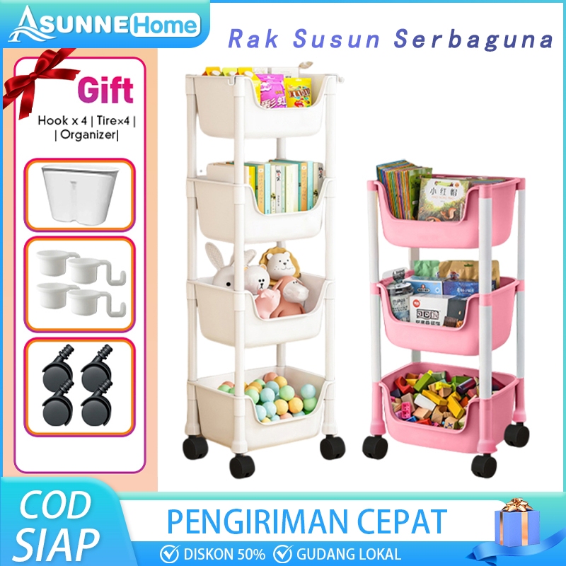 Jual Rak Penyimpanan Rak Buku Rak Susun Serbaguna Trolley Rak Dengan ...